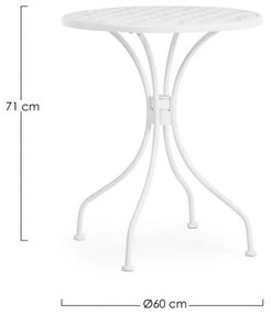 BIZZOTTO kulatý zahradní kovový stůl LIZETTE bílý ø60 cm 0802969