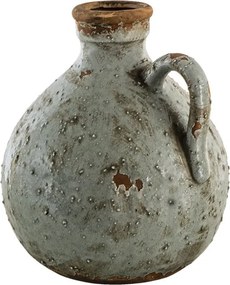 Šedá keramická dekorativní váza s ouškem - 18*17*20 cm