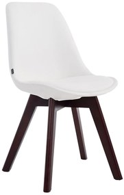 Židle Manado ~ koženka, dřevené nohy ořech - Bílá