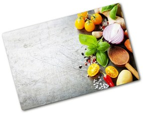 Wallmuralia Kuchyňská deska velká skleněná Zelenina 80x52 cm