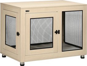 PawHut klec pro psy s polštářem 2 dveře klec pro psy a psí bouda pro malé a střední psy dub 94x60x71,5cm univerzální | Aosom.de