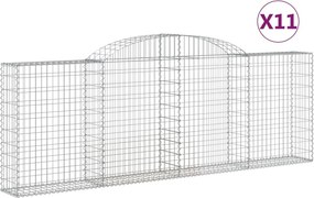 Klenuté gabionové koše 11ks 300x30x100/120cm pozinkované železo 3146530