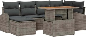 Sada zahradních pohovek 7 ks Šedá Poly ratan 3358344