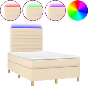 Box spring postel s matrací a LED krémová 120x190 cm textil 3270258