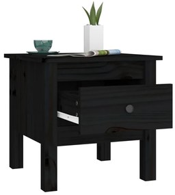 Odkládací stolek černý 40 x 40 x 39 cm masivní borovice - Default Title
