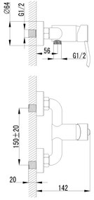 Sapho, LUKA nástěnná sprchová baterie, chrom, LK11