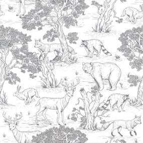 Dekornik Tapeta na zeď Animals White, 100x280 cm