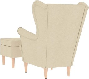 Křeslo s podnožkou krémové textil 3307996
