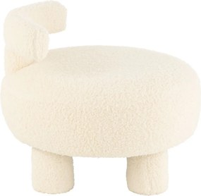 Bílá kulatá stolička s opěrkou Teddy Bouclé White - Ø 52*49 cm