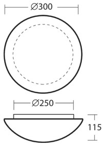 Osmont 59541 Aura 8, stropní/nástěnné svítidlo z triplexového skla se senzorem 15W LED 4000K IP44, průměr 30cm