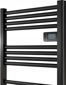 Erga Pago, elektrické topné těleso 960x540 mm s digitálním termostatem, 500W, černá matná, ERG-LAV-GRZE-E-ALU-960540-BK