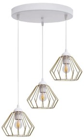 HEXE Lustr na lanku CEED GOLD 3xE27/60W/230V pr. 45 cm bílá/zlatá HX0250