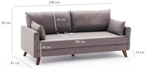 Hanah Home Rozkládací pohovka BELLA hnědá 208 cm 825BLC2583
