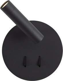 Moderní černá nástěnná lampa vč. LED s USB-C - Croft