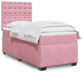 Box spring postel s matrací růžová 100x200 cm samet 3290851