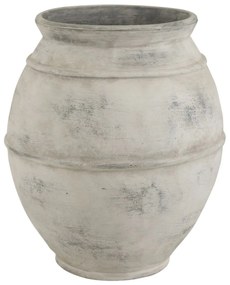 Šedá antik baňatá keramická dekorační váza Vintage - Ø 56*67cm