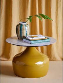 Žlutý kulatý konferenční stolek s keramickou deskou ø 60 cm Lecco – Bloomingville