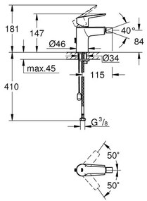 Grohe Start Páková bidetová baterie s řetízkem chrom 32281002