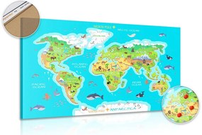 Obraz na korku zeměpisná mapa světa pro děti - 90x60 arrow