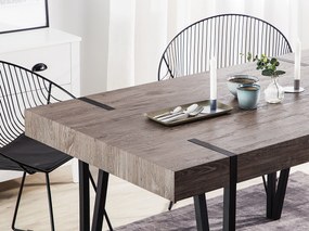 Jídelní stůl 180 x 90 cm, tmavé dřevo s černou ADENA Beliani