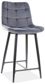 Casarredo Barová čalouněná židle SIK VELVET šedá/černá