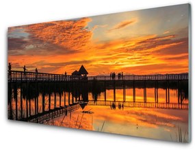 akrylový obraz Most Moře Architektura 140x70 cm