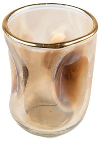 Jantarový skleněný svícen s prohnutím - Ø7*10 cm