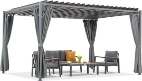 Antracitová terasová pergola Tasos 3x4 m se závěsy Garden Point