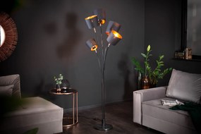 Černo - zlatá kovová stojací lampa Levero, 178 cm