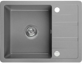 Laveo Stella, 1-komorový granitový dřez 580x440x163 mm s krátkým odkapávačem, šedá, LAV-SBY_513T