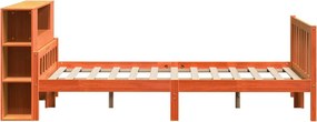 Postel s knihovnou bez matrace hnědá 150 x 200 cm masivní dřevo 3322101