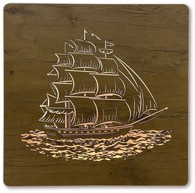 Li-Go "Plachetnice" světelný obraz s baterií 70x70cm varianta: ovládání na obraze bez dálkového ovladače, provedení: dub