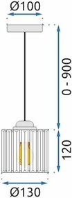 Toolight, křišťálová závěsná lampa E27 60W APP511-1CP, černá, OSW-08551