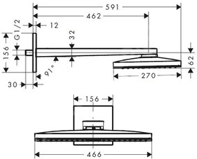 Hansgrohe Rainmaker Select, hlavová sprcha 460 1jet se sprchovým ramenem, černá/chromová, HAN-24003600