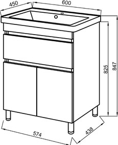 Lavedo Monaco I 60 koupelnová skříňka s umyvadlem
