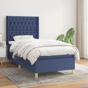 vidaXL Box spring postel s matrací 90x190 cm textil [3132197] Barva: Modrá