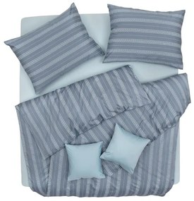 SCANquilt povlečení SATÉN PLUS bordura šedomodrá 140 x 200/70 x 90 cm