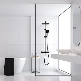 Erga Bodo Therm, sprchová souprava s termostatickou baterií a dešťovou hlavicí 23x23cm, černá matná, ERG-YKA-BP.BODO-THERM-23-BLK