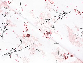 Biante Bavlněný povlak na polštář Sandra SA-088 Vínovo-růžové luční květiny na bílém 45 x 45 cm