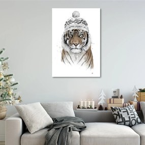 Gario Obraz na plátně Tygr v zimní vánoční čepici - Rykker Rozměry: 40 x 60 cm