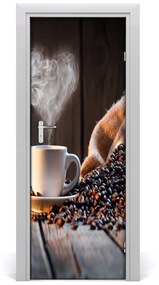 Samolepící fototapeta na dveře šálek kávy 85x205 cm