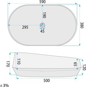 Rea Zoe Venice, umyvadlo na desku 590×380×170 mm, imitace kamene šedá matná, REA-U3541