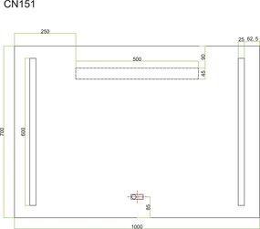 Mereo zrcadlo 100 x 70 cm s LED osvětlením CN151
