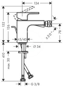 Hansgrohe - Bidetová baterie s výpustí, chrom