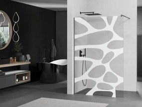 Mexen Kioto, sprchová zástěna Walk-In 70 x 200 cm, 8mm čiré sklo bílý vzor, ​​grafitový profil, 800-070-101-66-97