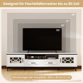 Costway Bambusová skříňka pod TV pro televizory do 80 palce TV s 2 zásuvkami a 2