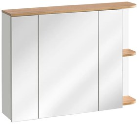 COMAD Závěsná skříňka se zrcadlem - PLATINUM 840, šířka 94 cm, bílá/dub craft