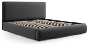 Tmavě šedá čalouněná dvoulůžková postel s úložným prostorem s roštem 180x200 cm Colonel – Cosmopolitan Design