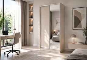 Skříň s posuvnými dveřmi 1200x2400x600 1LTD 1 Zrcadlo Kašmír, profil stříbrný