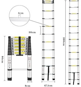 Zuki Teleskopický výsuvný žebřík DTFO 3,8 m hliníkový 30865